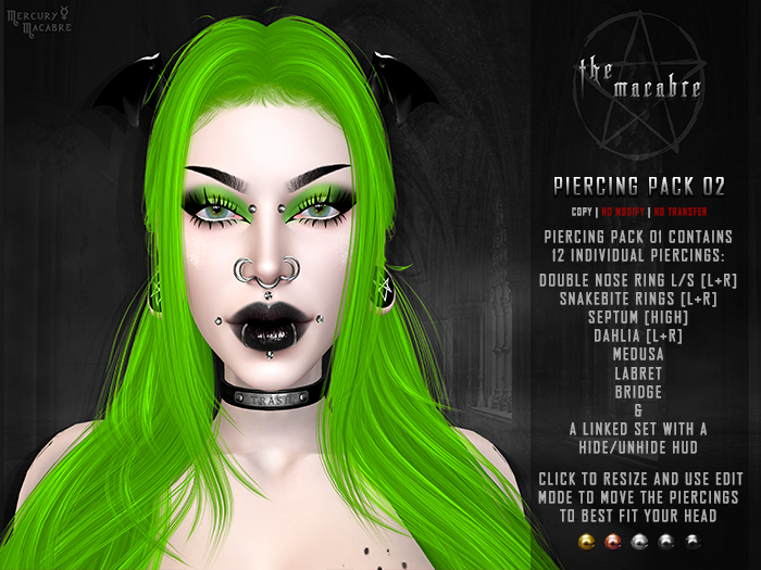 Second Life Marketplace - {The Macabre} Piercing Pack 02 [UNRIGGED]